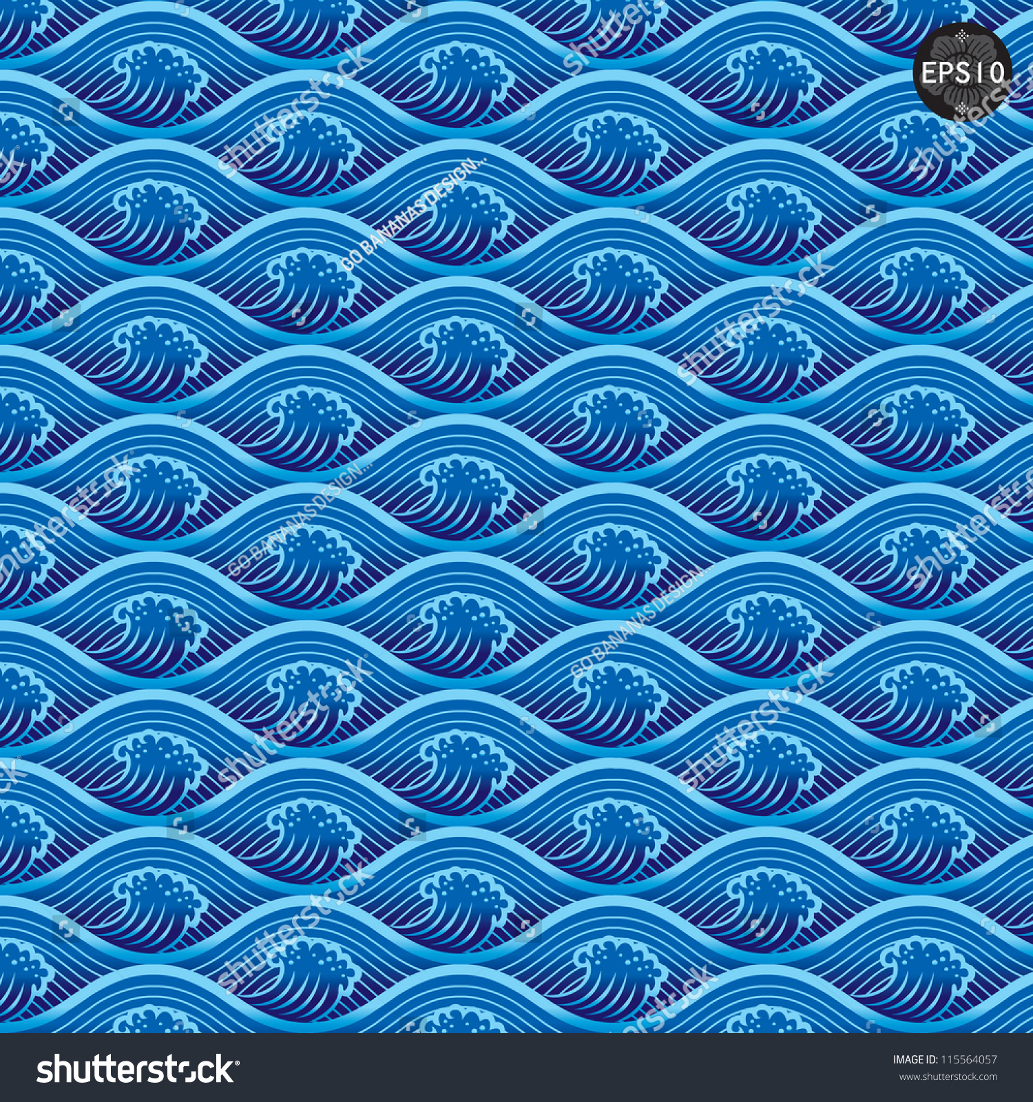 Blue Waves Pattern Thai Traditional Art Stock Vector (Royalty Free ...