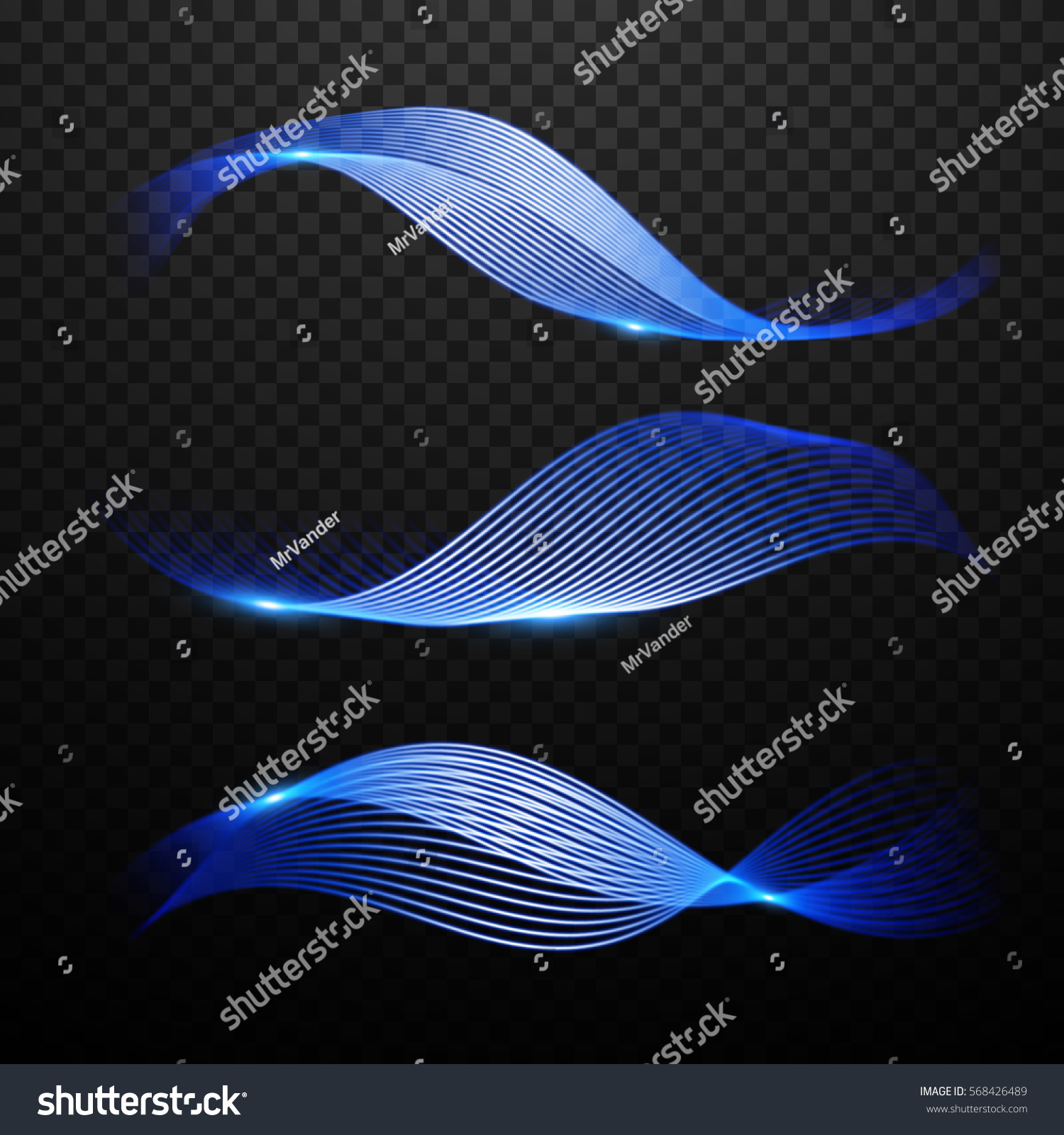 Blue Waves Set Vector Light Effect Stock Vector (Royalty Free ...
