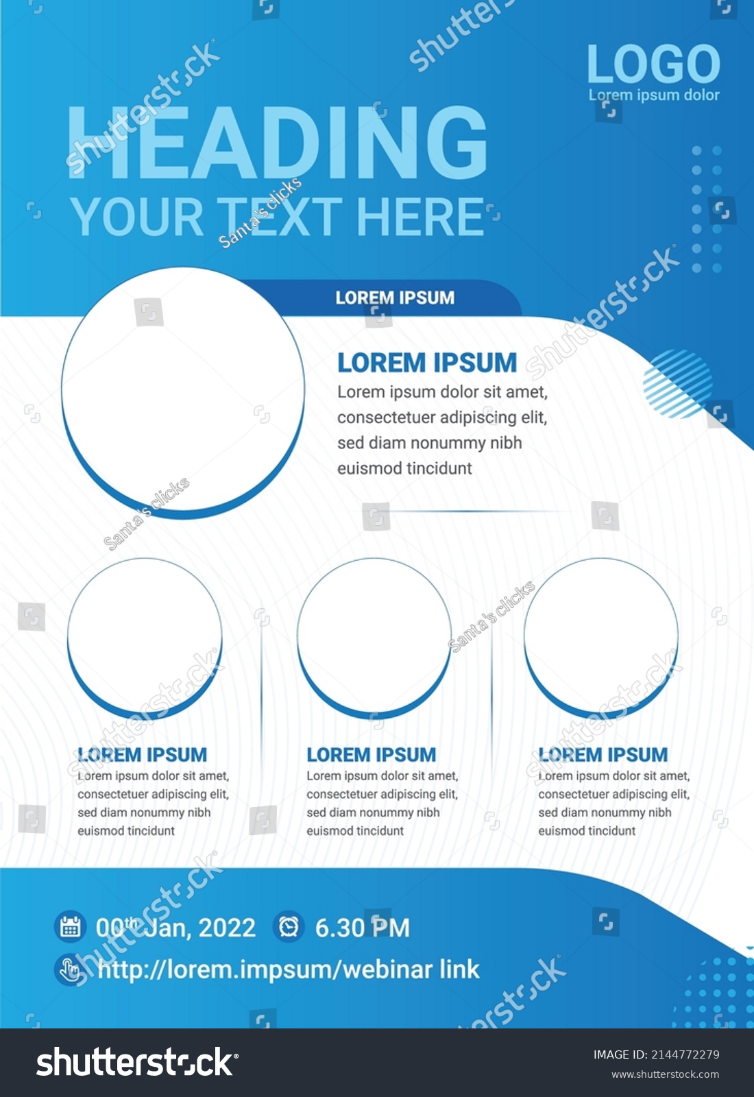 Blue Webinar Brochure Template Vector Stock Vector (Royalty Free ...