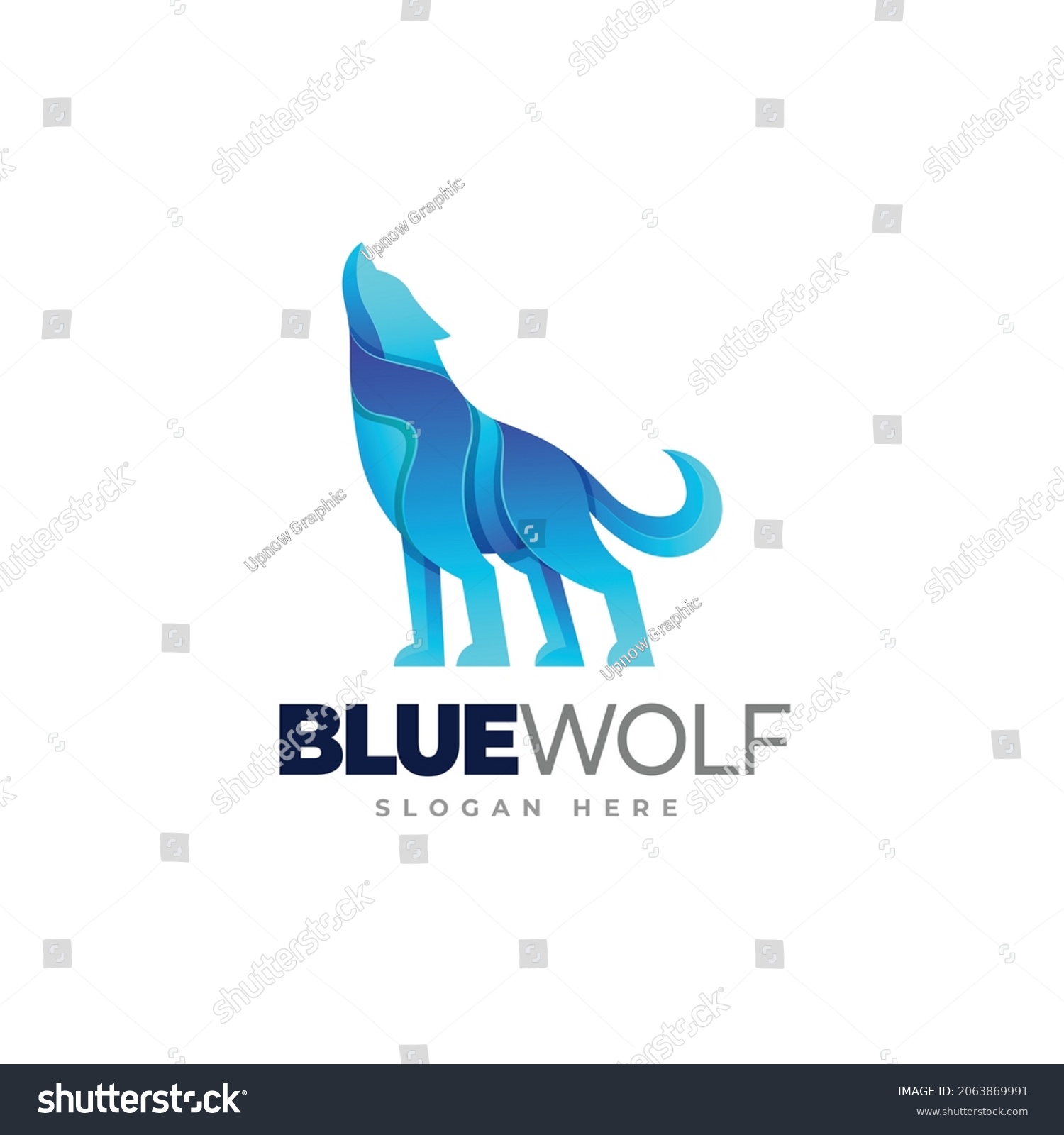 Blue Wolf Logo Template Design Stock Vector (Royalty Free) 2063869991 ...