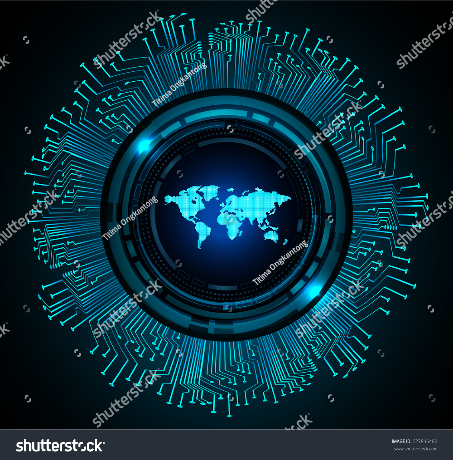 Blue Wolrd Cyber Security Concept Background Stock Vector (Royalty Free ...