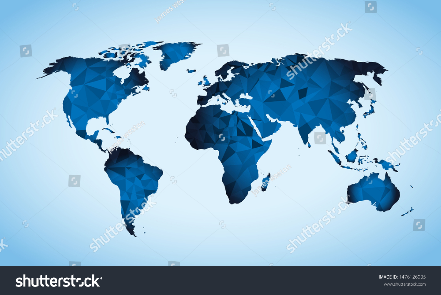Blue World Map Triangle Geometric Shapes Stock Vector (Royalty Free ...