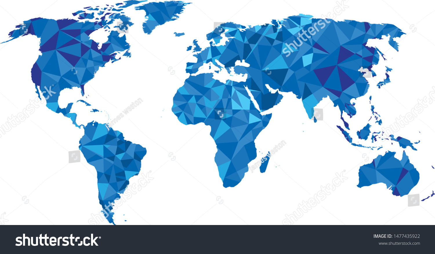 Blue World Map Triangle Geometric Shapes Stock Vector (Royalty Free ...