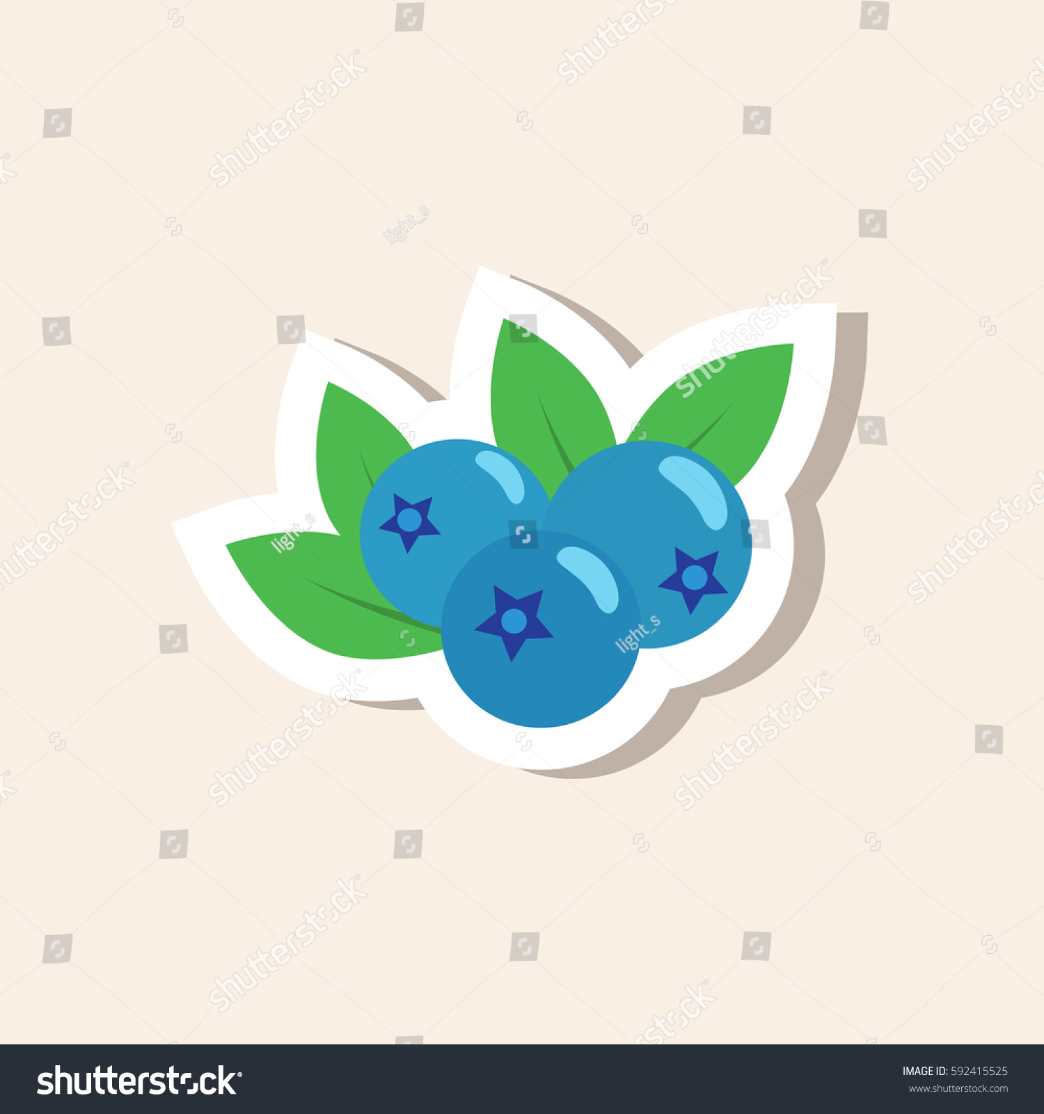 Blueberry Sticker Vector Illustration Flat Design Stock Vector ...