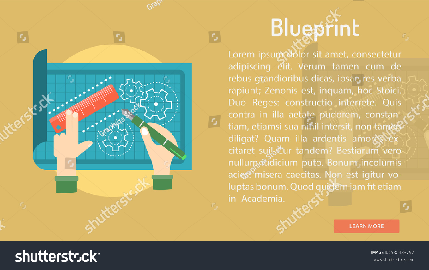 Blueprint Conceptual Banner Stock Vector (Royalty Free) 580433797 ...