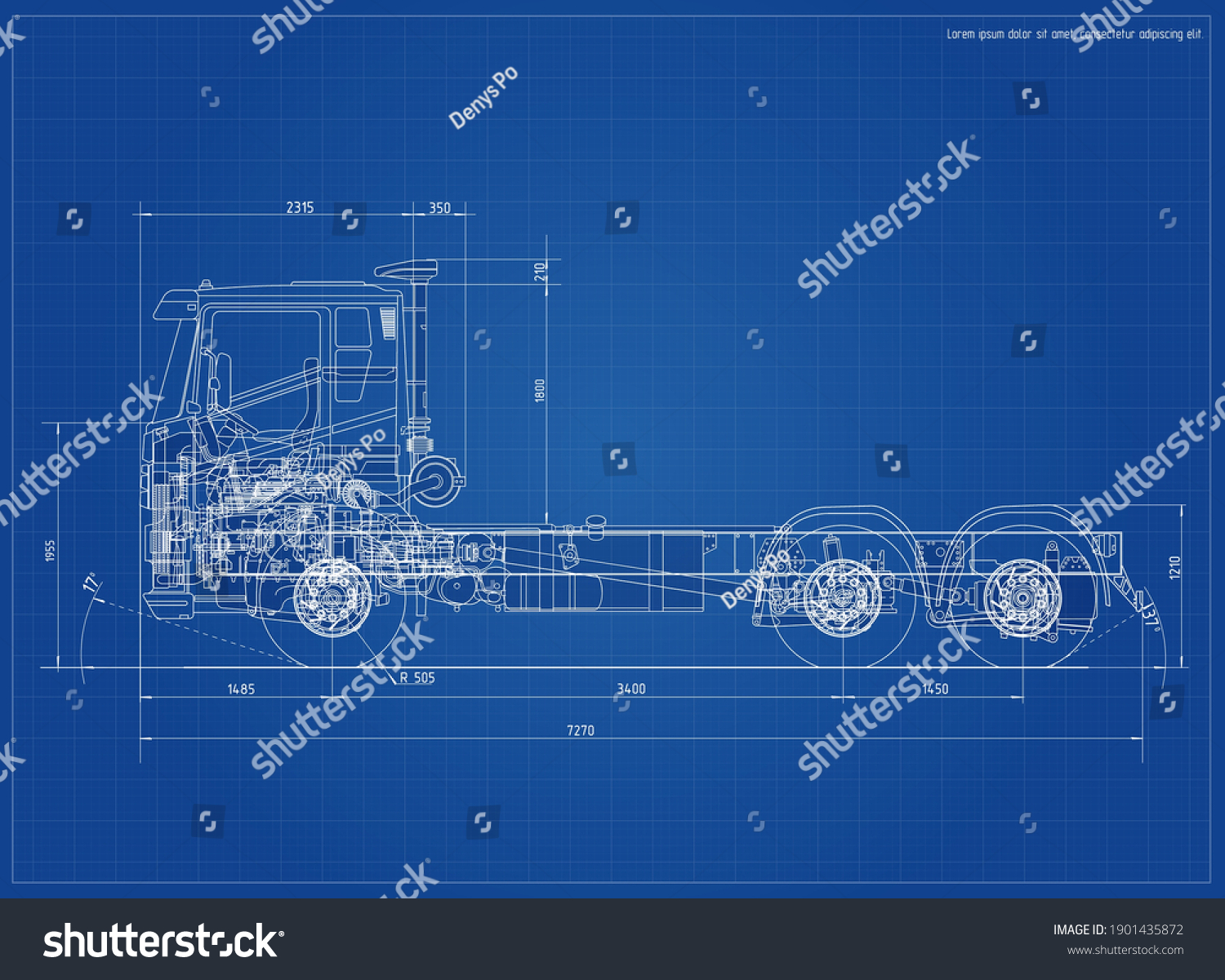 Blueprint Modern Truck Realistic Performance Vector Stock Vector ...