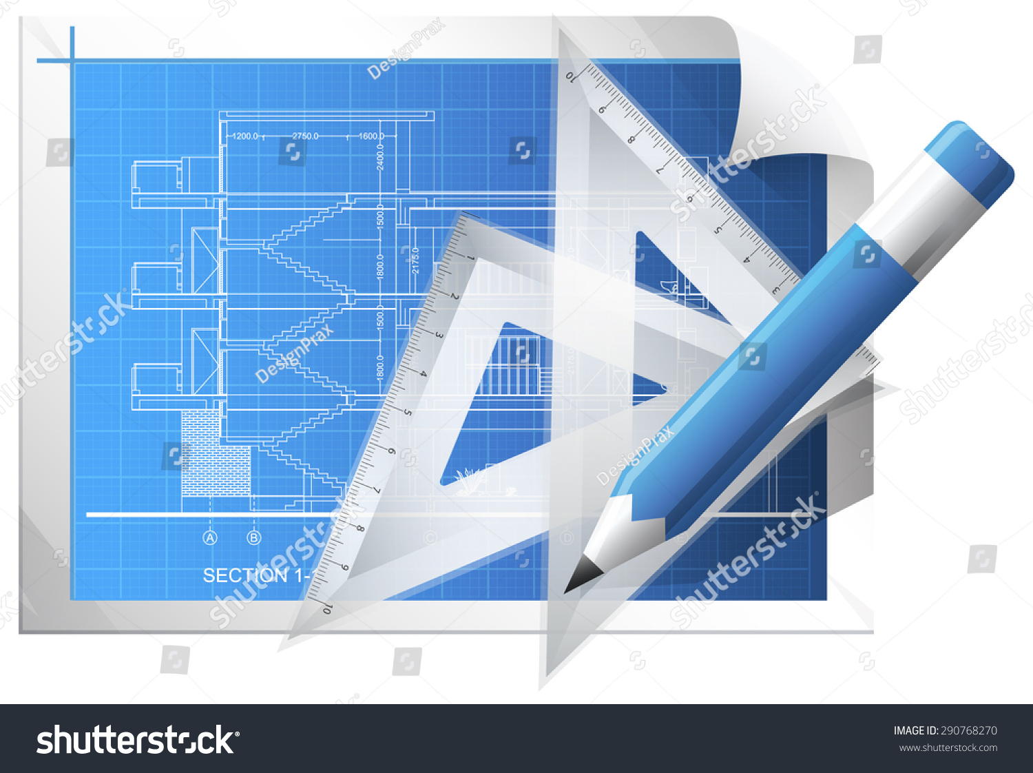 Blueprint Sheet Illustration Stock Vector (Royalty Free) 290768270 ...