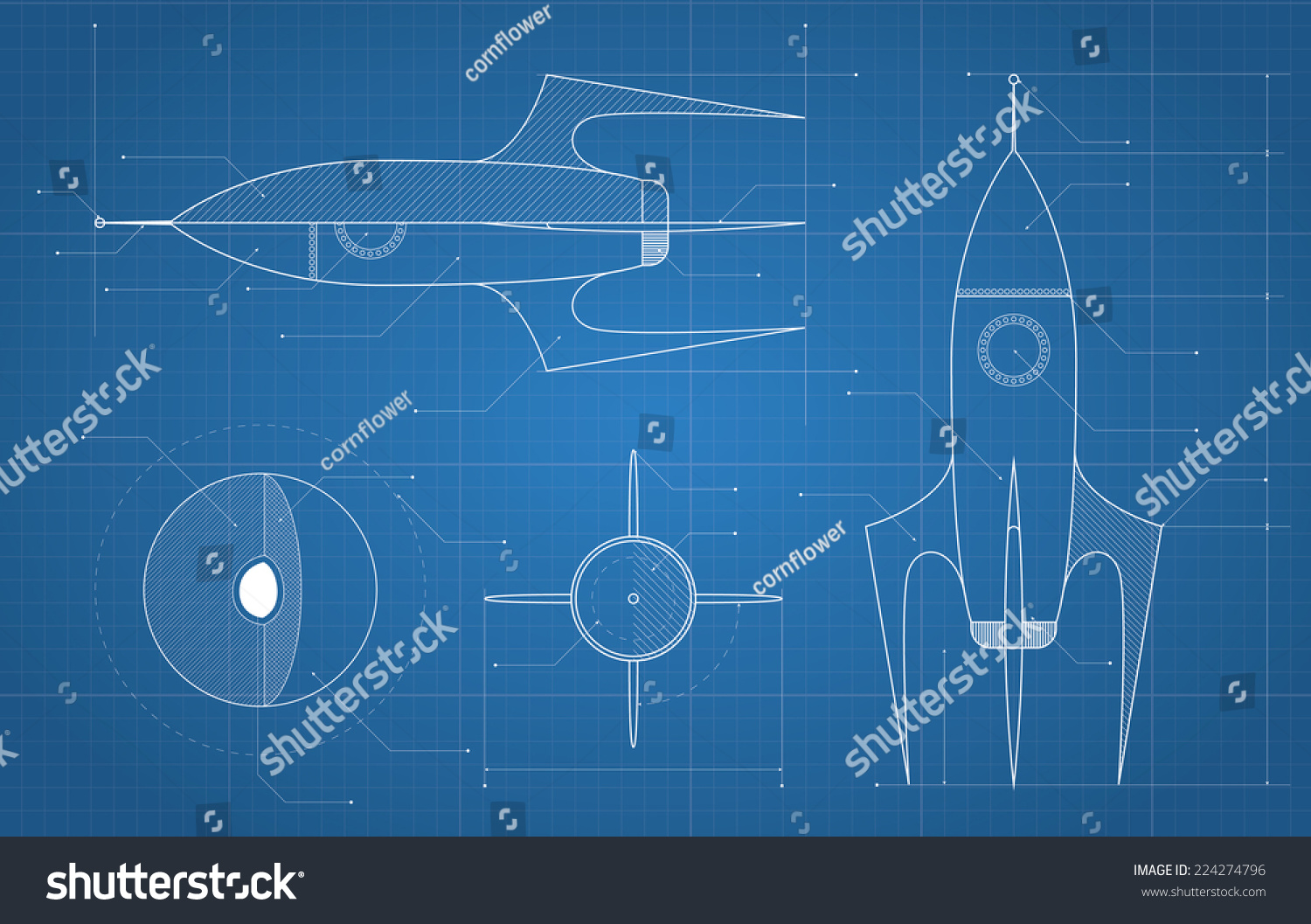 Blueprint Spaceship Stock Vector (Royalty Free) 224274796 | Shutterstock