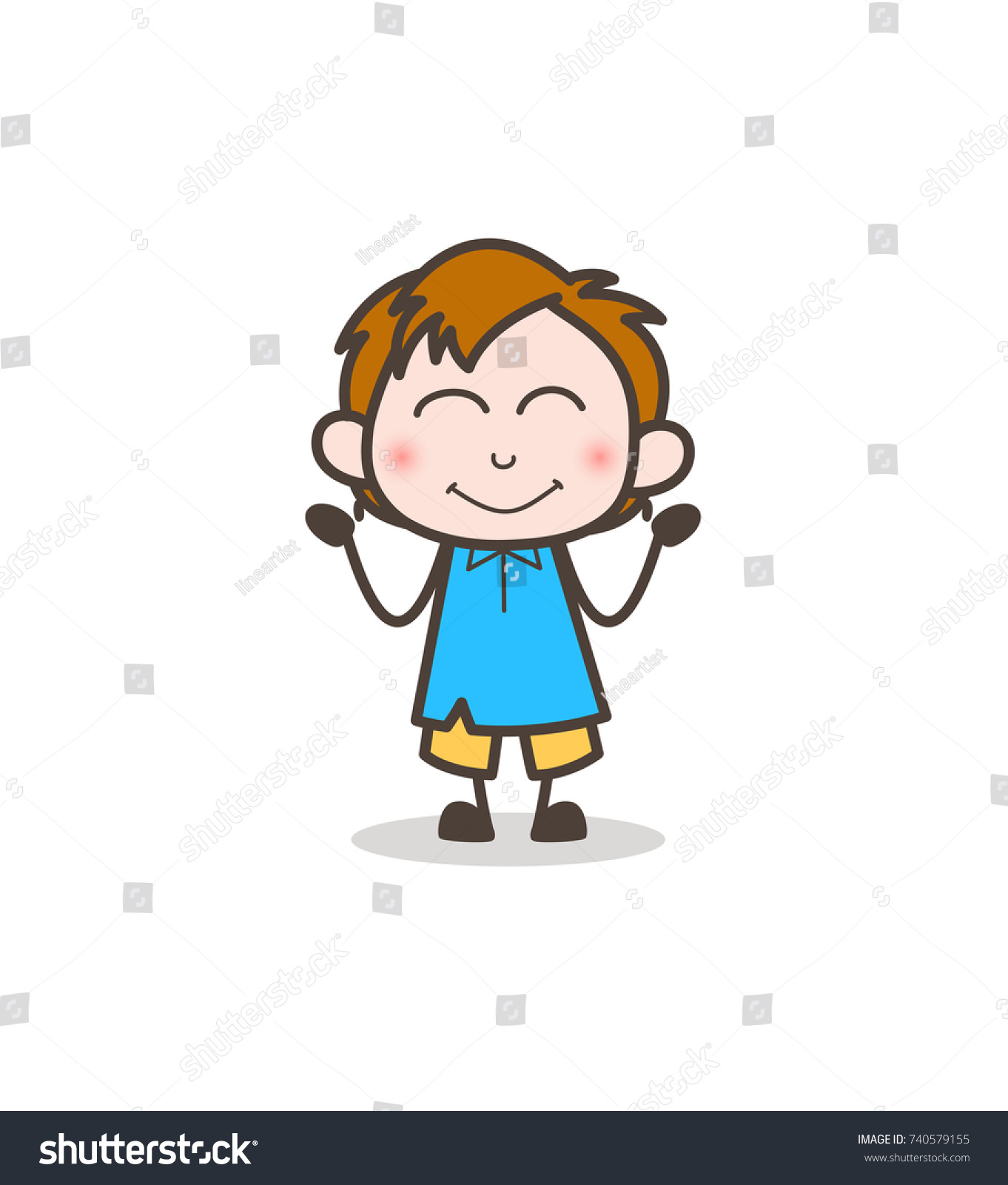 Blushing Smiling Face Cute Cartoon Kid: เวกเตอร์สต็อก (ปลอดค่าลิขสิทธิ์ ...