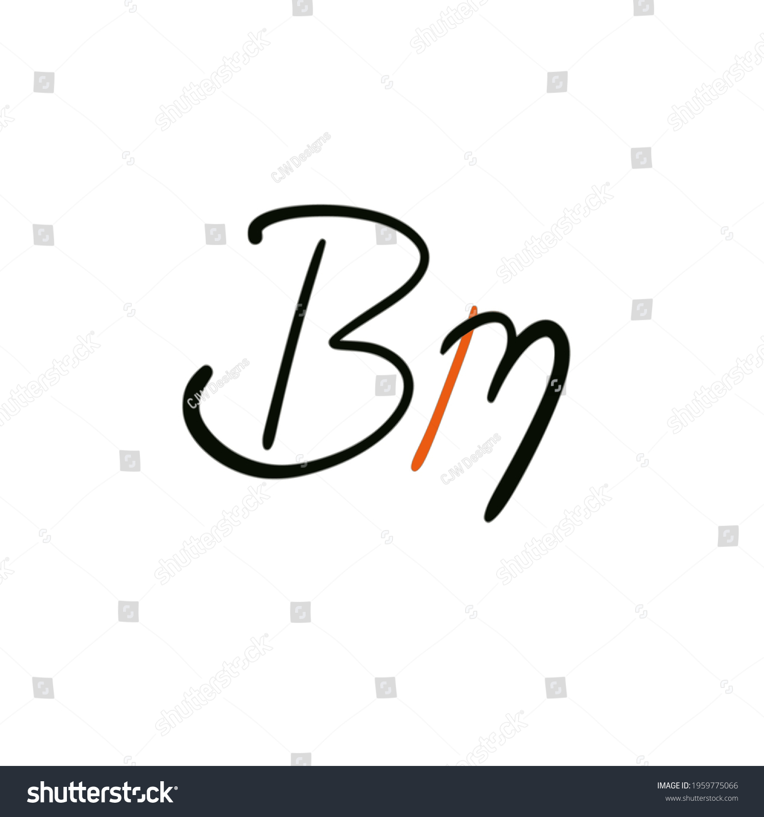 Bm Initial Handwritten Logo Identity Stock Vector (Royalty Free ...