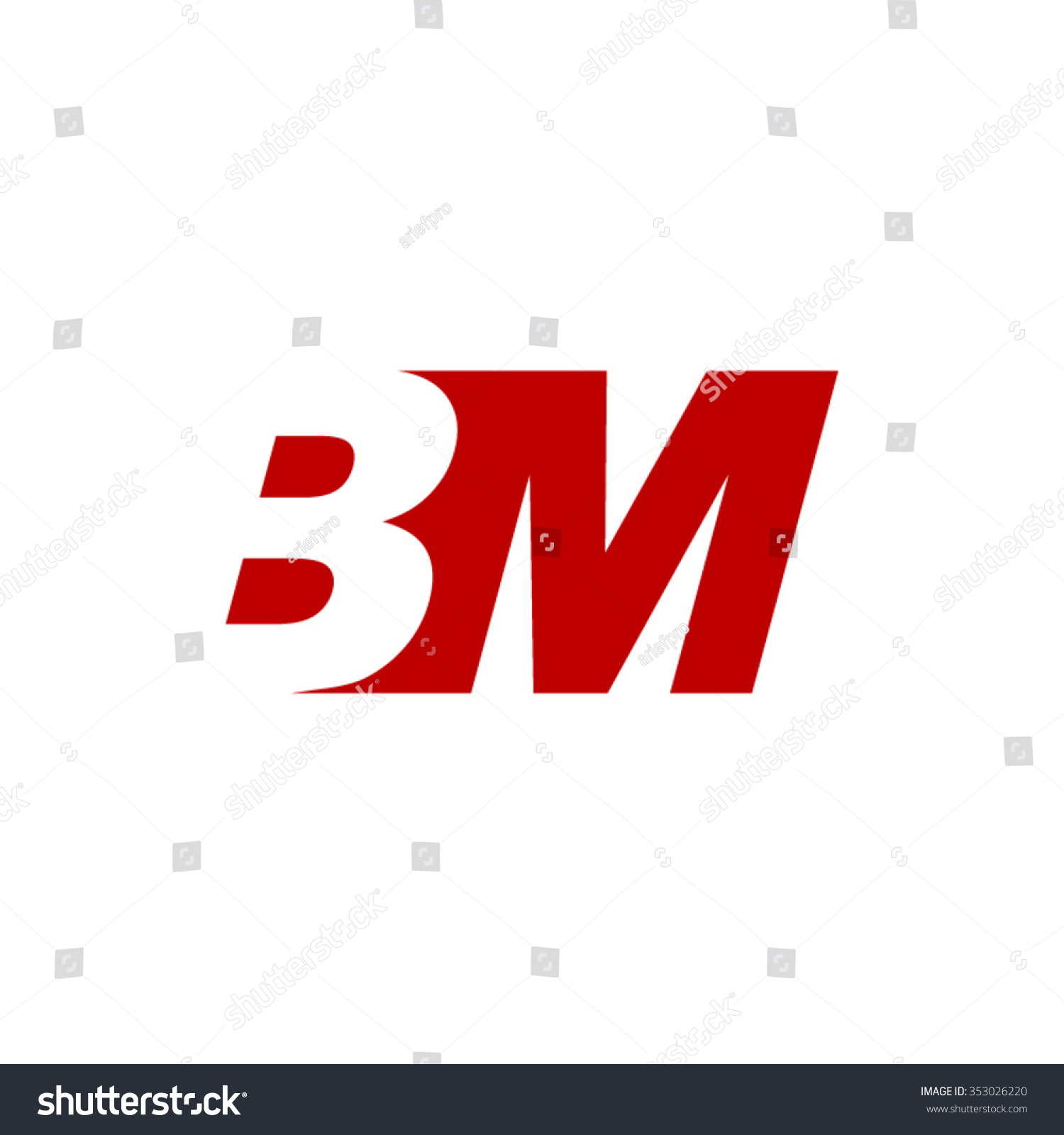 Bm Negative Space Letter Logo Red Stock Vector (Royalty Free) 353026220 ...