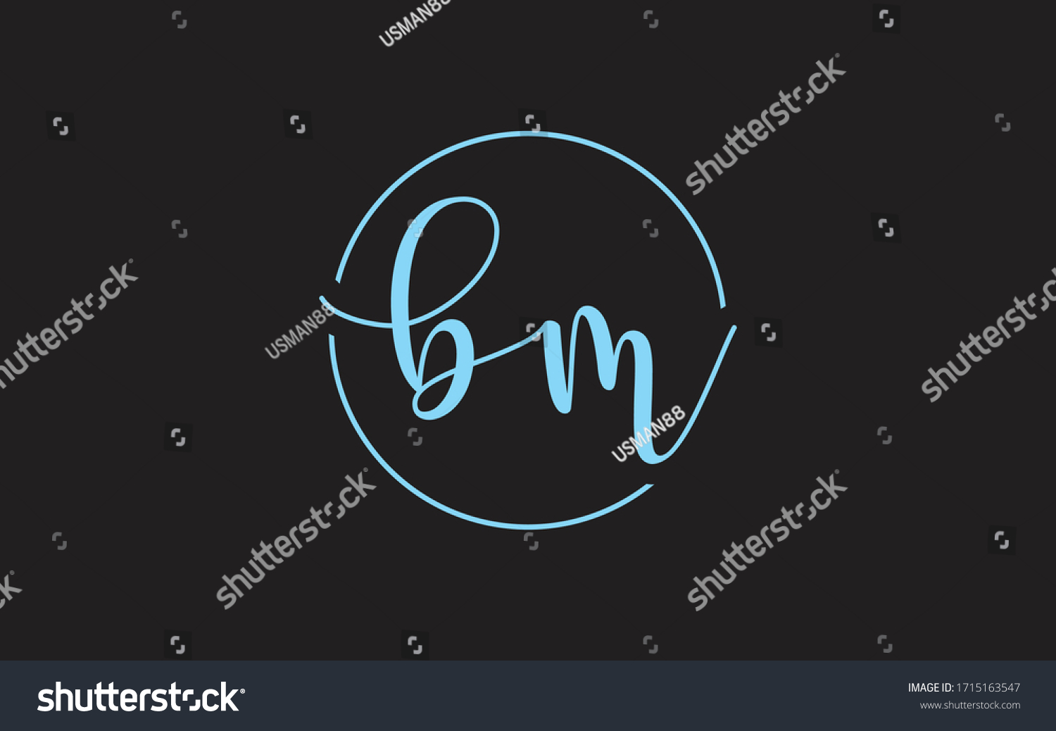 Bm Mb B M Lowercase Cursive Stock Vector (Royalty Free) 1715163547