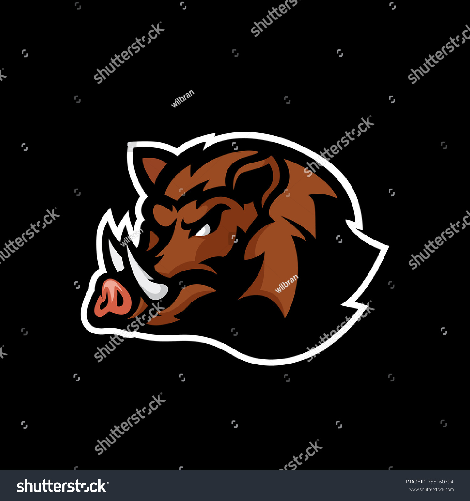 Boar Head Vector Illustration Stock Vector (Royalty Free) 755160394 ...