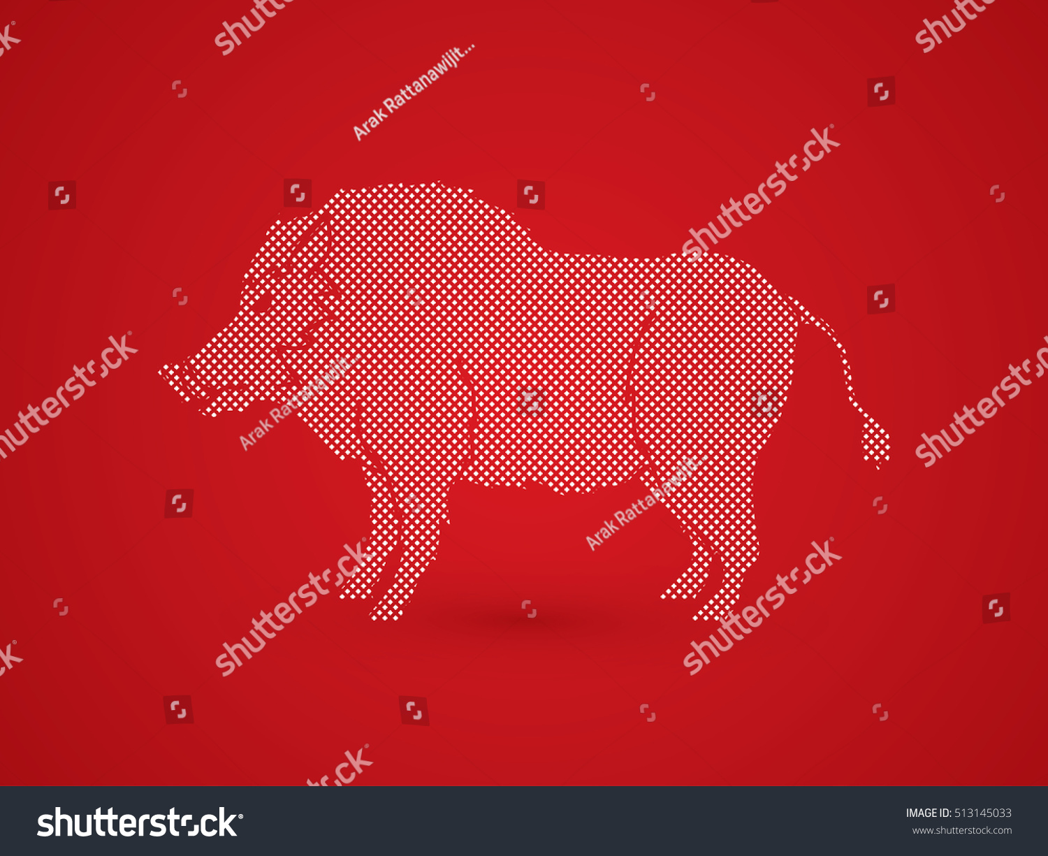 Boar Wild Hog Standing Designed Using 스톡 벡터(로열티 프리) 513145033 ...