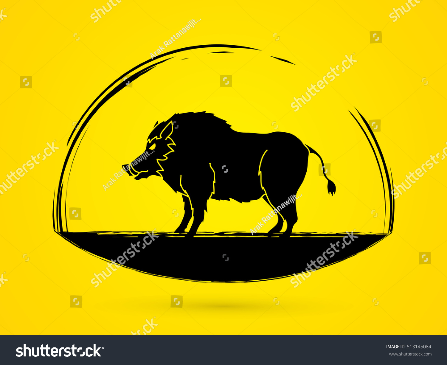 Boar Wild Hog Standing Graphic Vector Stock Vector (Royalty Free ...