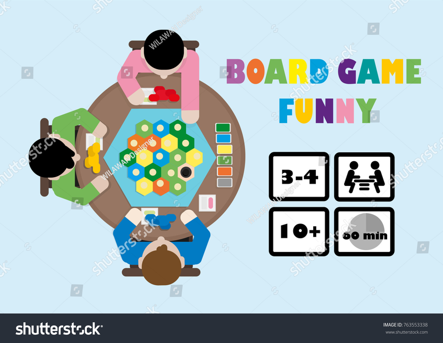 Board Game Funny Flat Illustration Stock Vector (Royalty Free ...