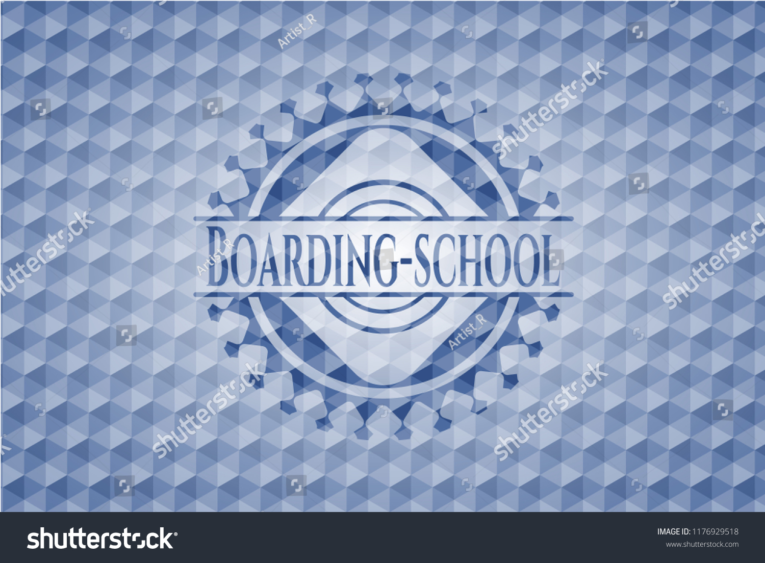 Boardingschool Blue Emblem Geometric Pattern Stock Vector (Royalty Free ...