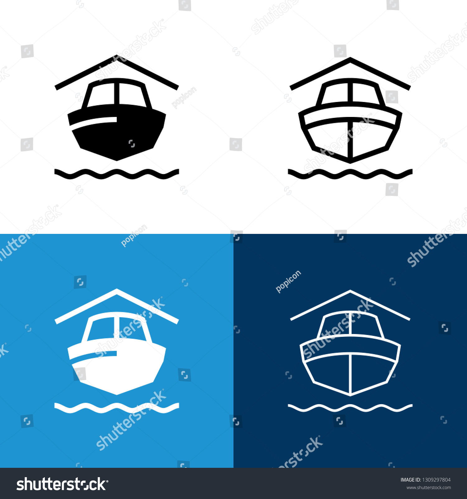 Boat Storage Icon Set Stock Vector (Royalty Free) 1309297804 | Shutterstock