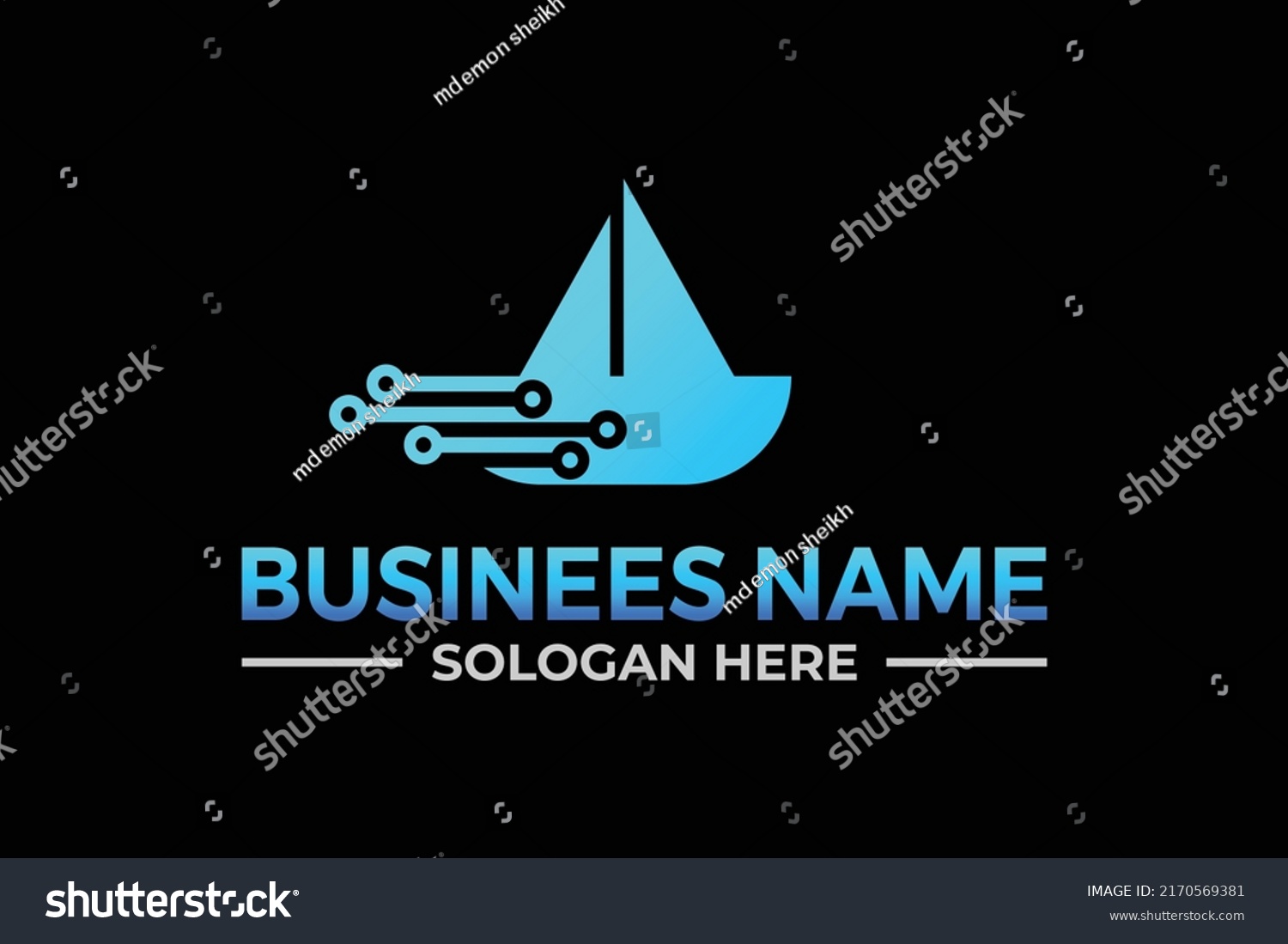Boat Tech Data Logo Digital Technology Stock Vector (Royalty Free ...