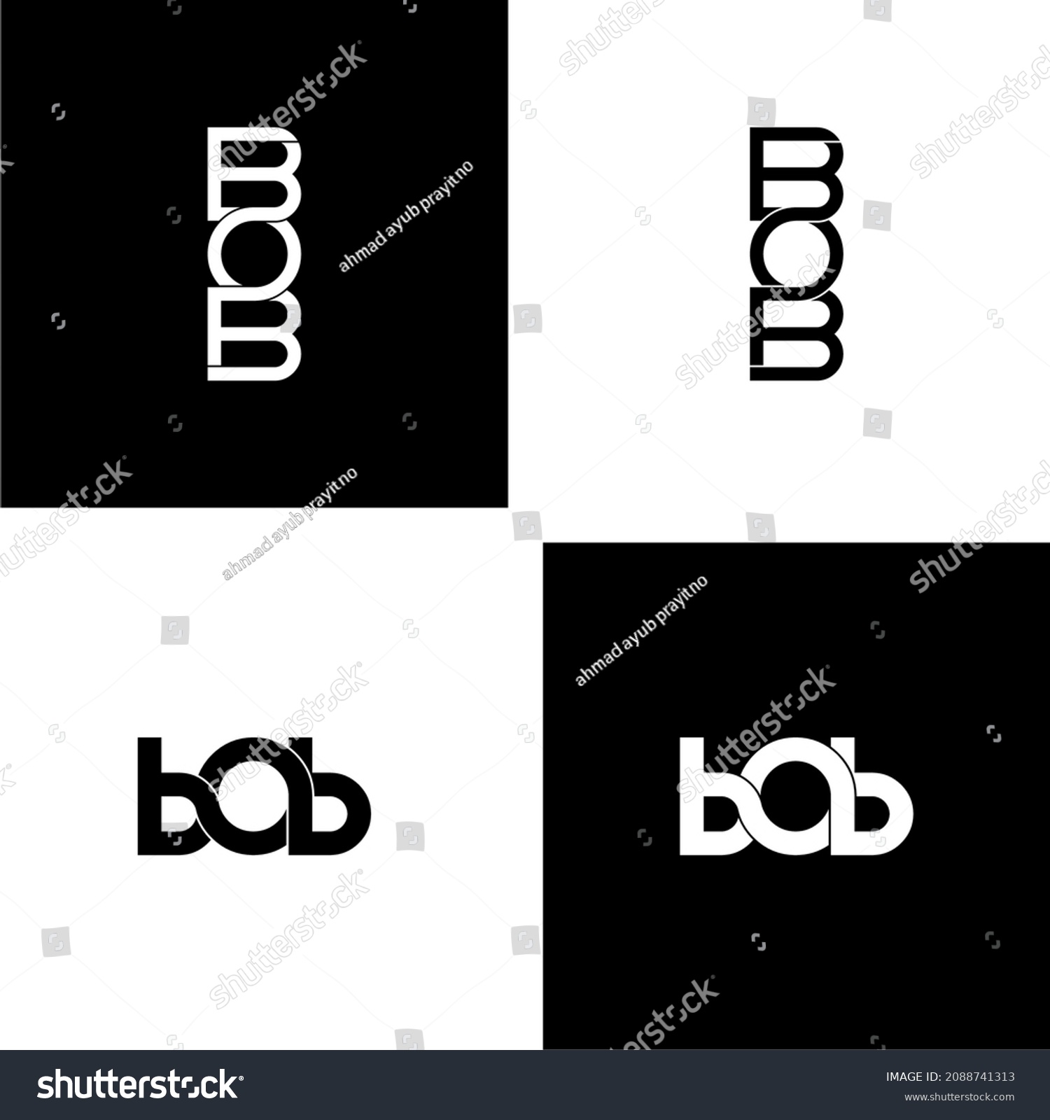Bob Typography Letter Monogram Logo Design Stock Vector (Royalty Free ...