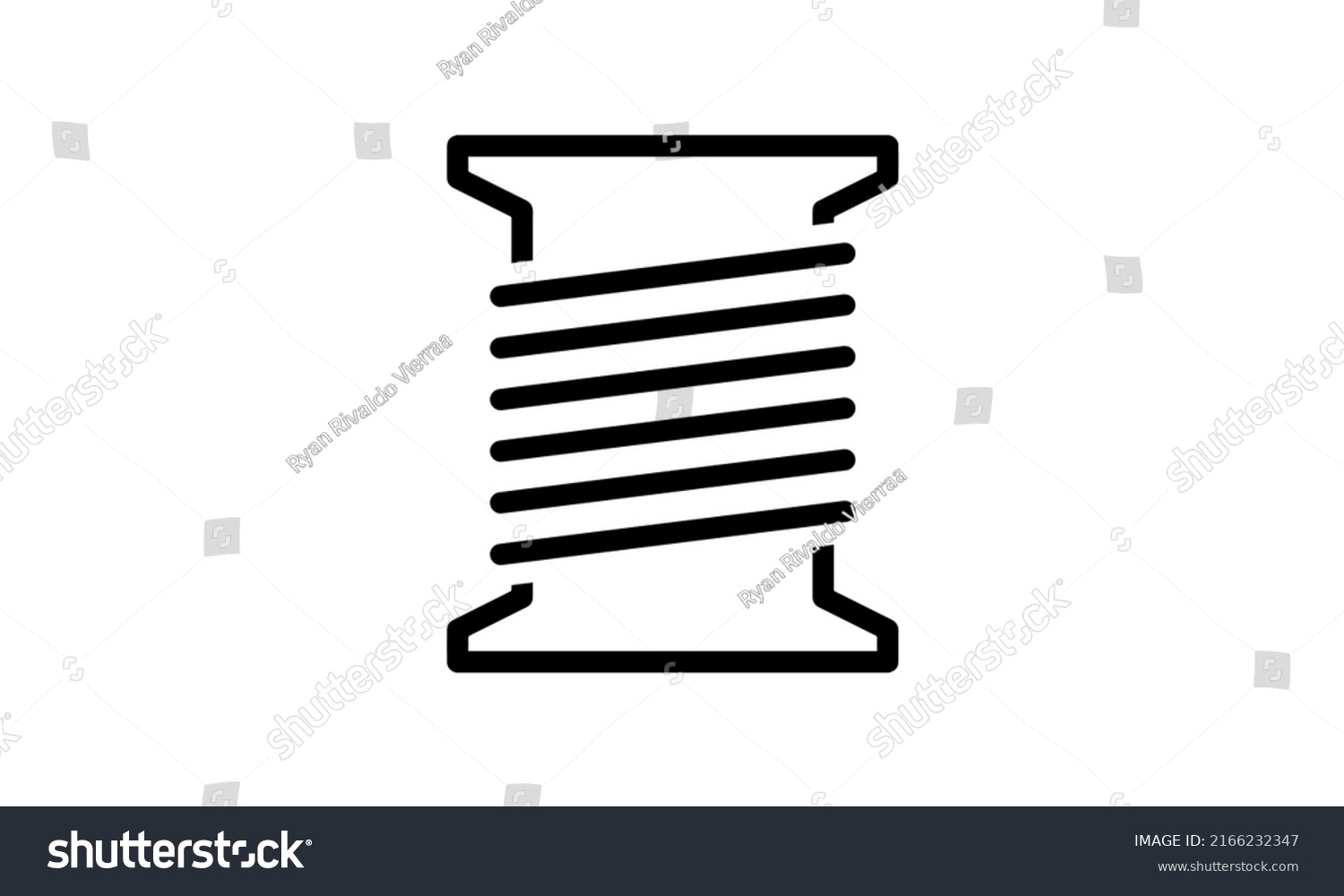 Bobbin Icon Vector Simple Outline Style Stock Vector Royalty Free