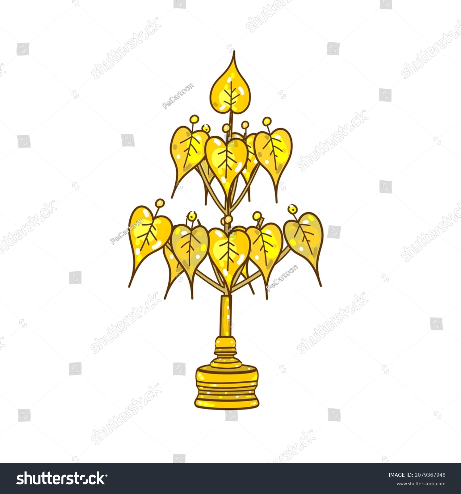 Bodhi Tree On White Background Stock Vector (Royalty Free) 2079367948