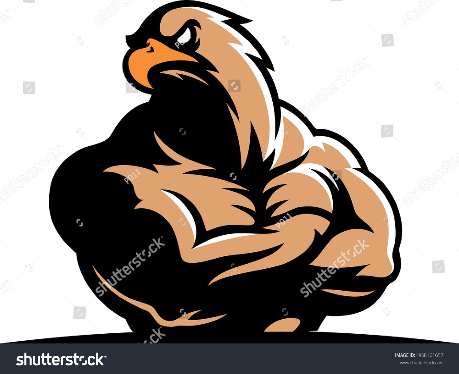 Body Builder Character Eagle Head Stock Vector (Royalty Free ...