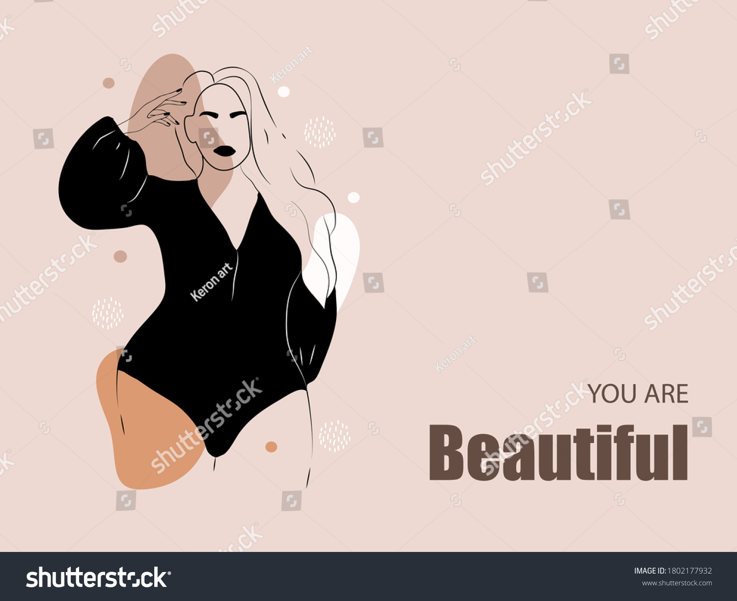 Body Positive Abstract Minimalistic Female Figure Stock Vector Royalty