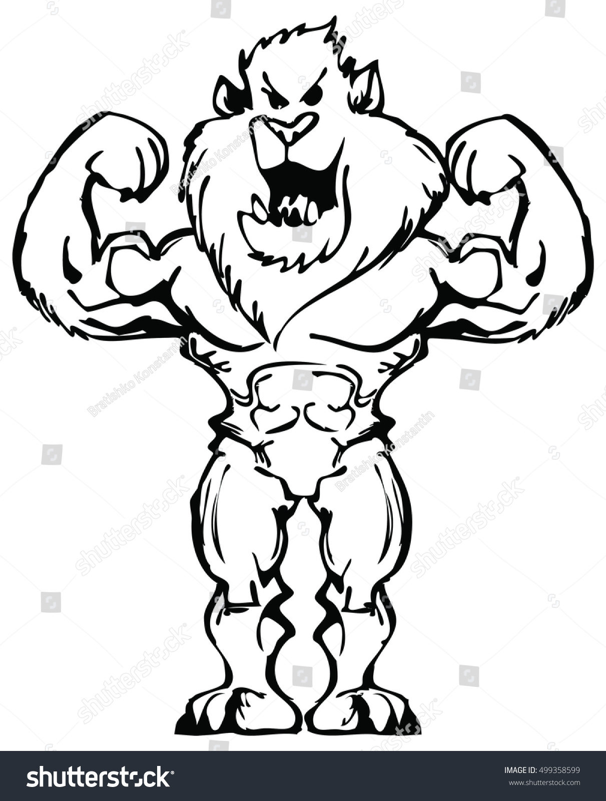 Bodybuilder Lion Stock Vector (Royalty Free) 499358599 | Shutterstock