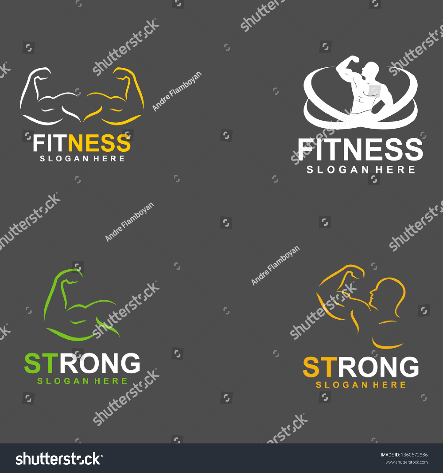 Bodybuilder Logo Template Stock Vector (Royalty Free) 1360672886