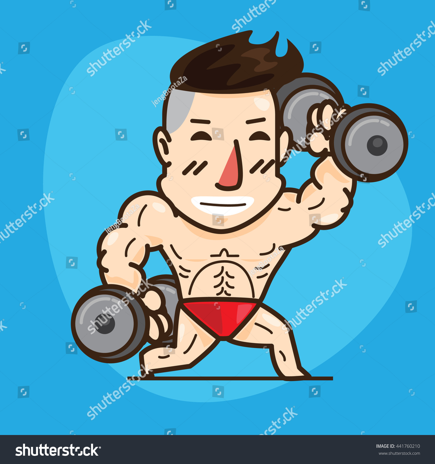 Vektor Stok Bodybuilder Man Cartoon Vector Illustrator (Tanpa Royalti ...