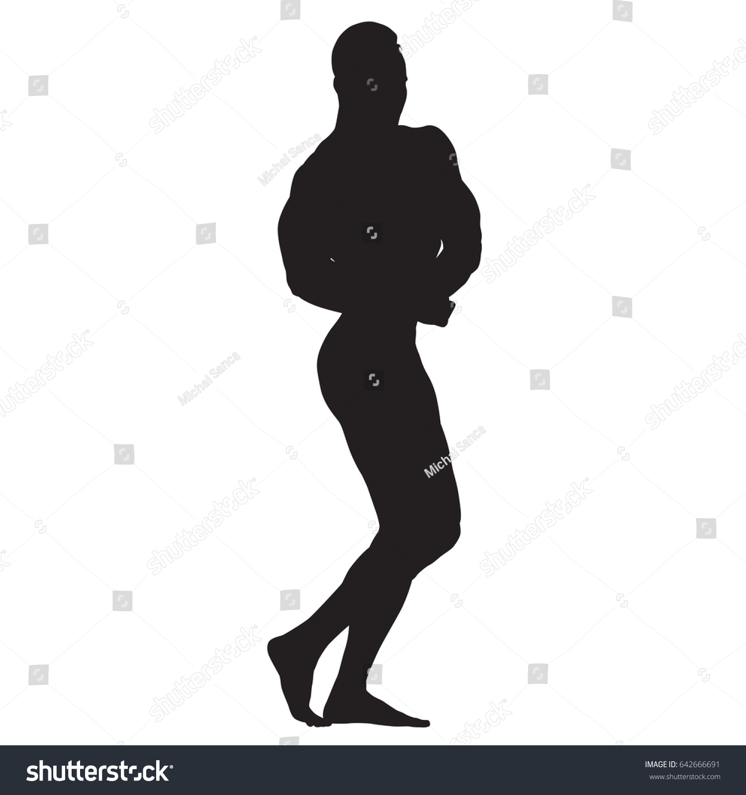 Bodybuilder Posing Profile Side View Vector Stock Vector (Royalty Free ...