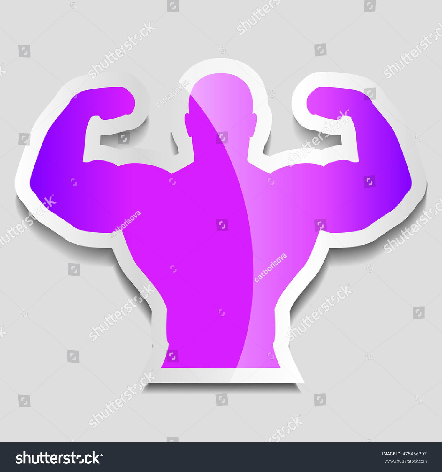 Bodybuilder Purple Sticker Stock Vector (Royalty Free) 475456297 ...