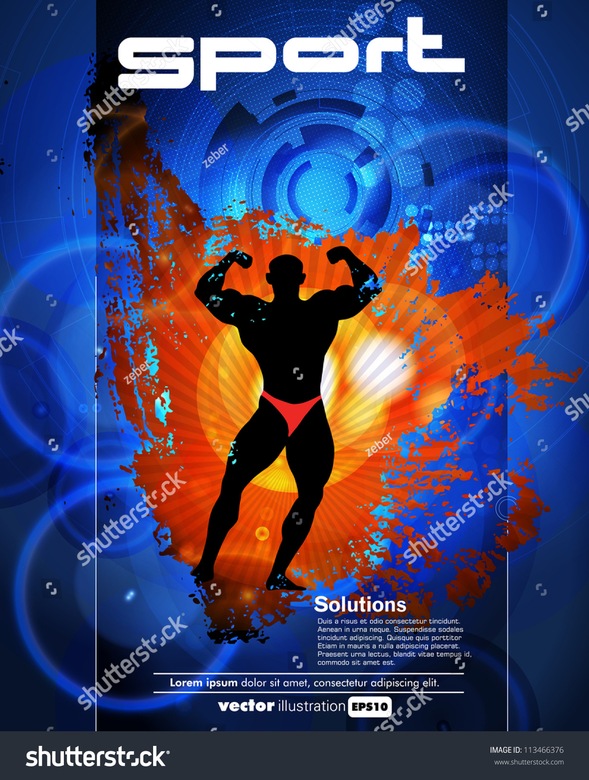 Bodybuilding Poster Stock Vector Illustration 113466376 : Shutterstock