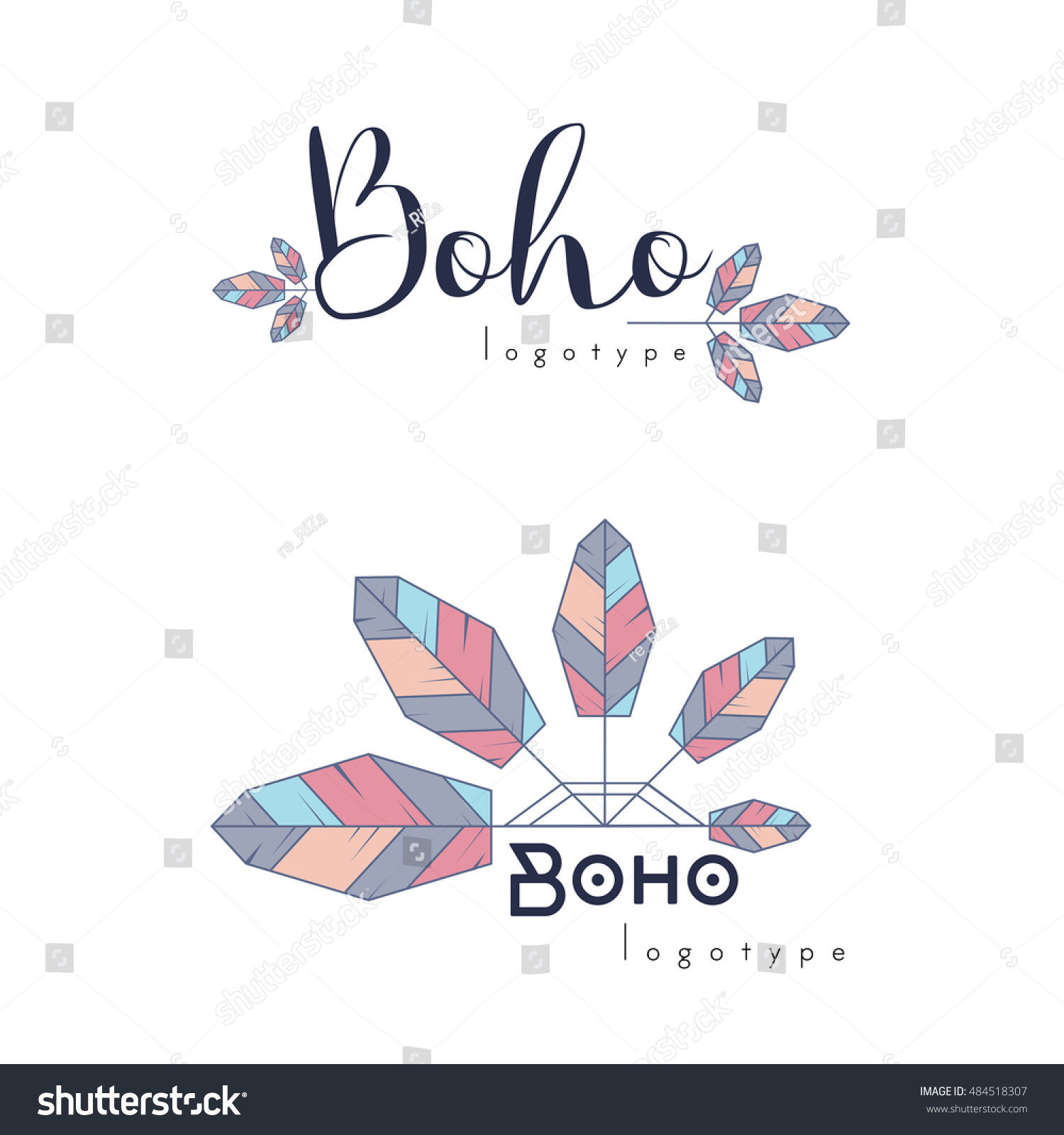 Bohemian Logo Set Vector Logotype Feather Stock Vector (Royalty Free ...