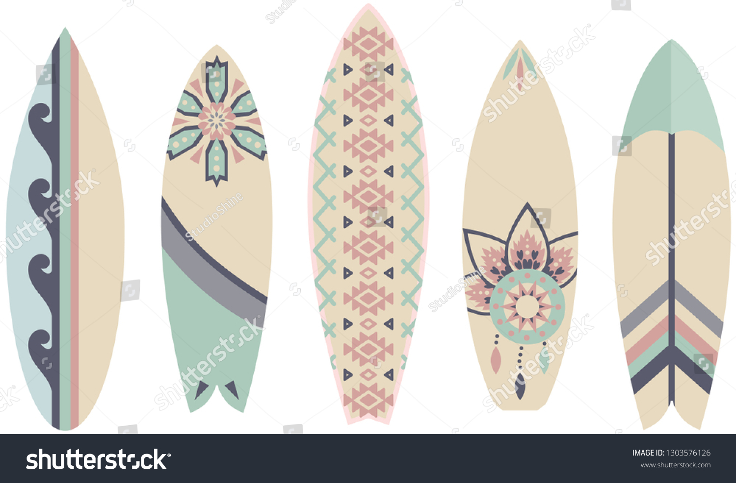 Boho Boards Decorated Surfboards Stock Vector (Royalty Free) 1303576126 ...