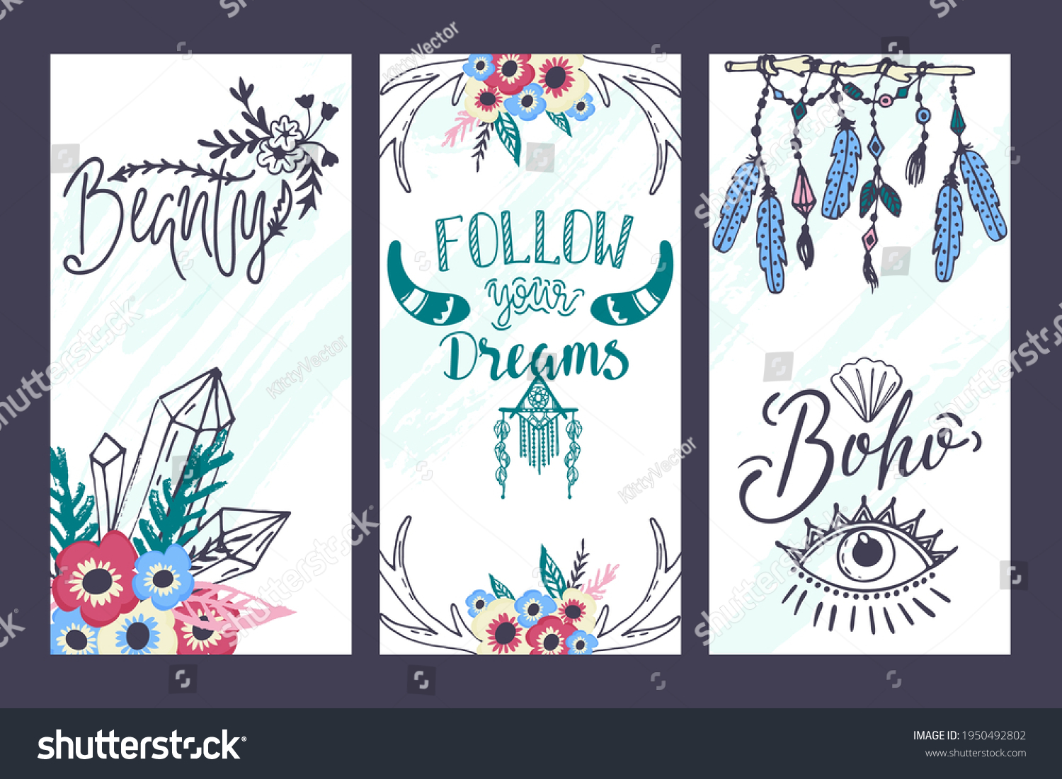 Boho Style Flyer Vector Illustration Vintage Stock Vector (Royalty Free ...