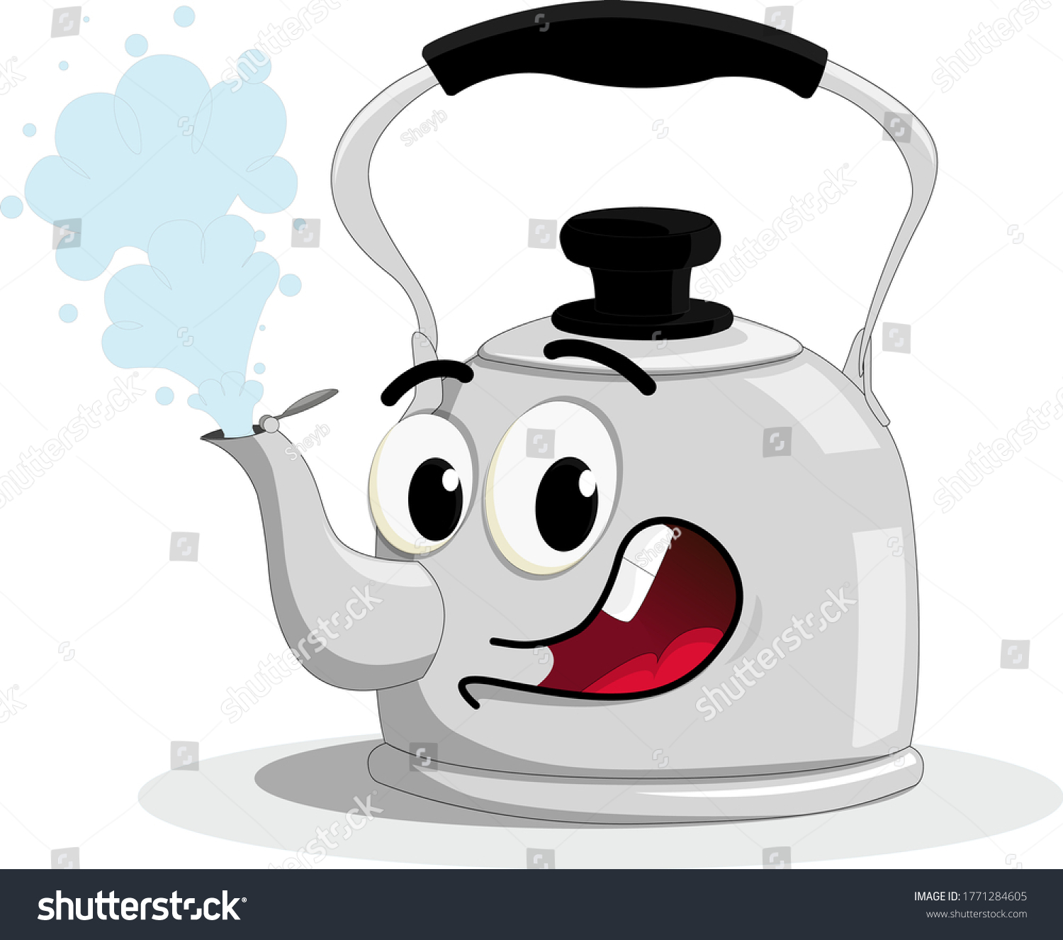 Boiling Kettle Smiling Teapot Character Stock Vector (Royalty Free ...
