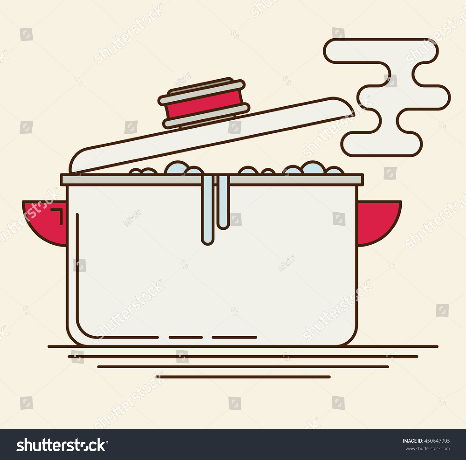 Boiling Water Pan Flat Vector: vector de stock (libre de regalías ...