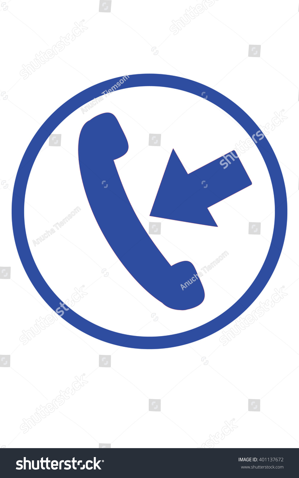 Bold Blue Border Circle Call Icon Stock Vector (Royalty Free) 401137672