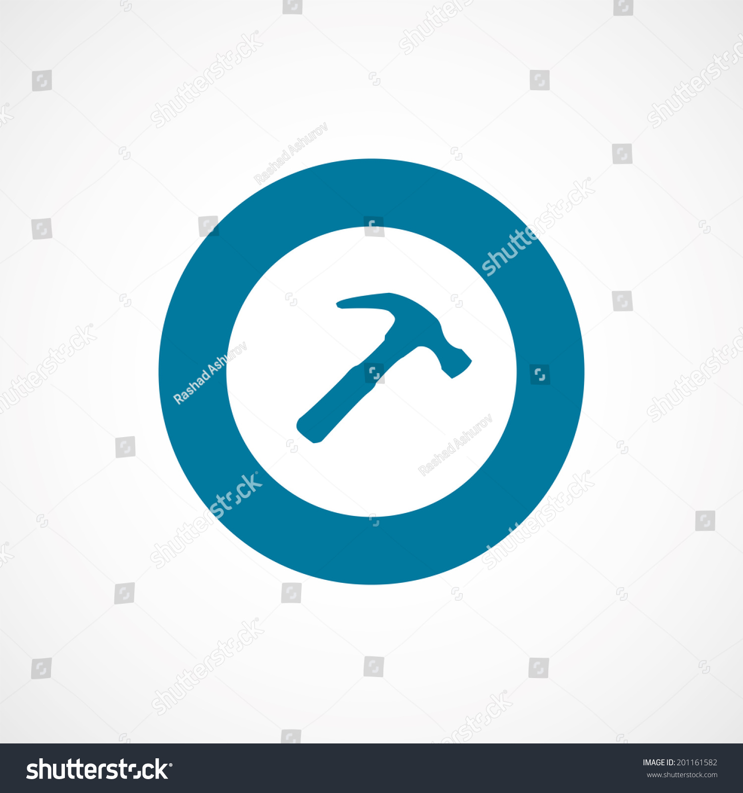 Bold Blue Border Circle Hammer Symbol Stock Vector (Royalty Free ...
