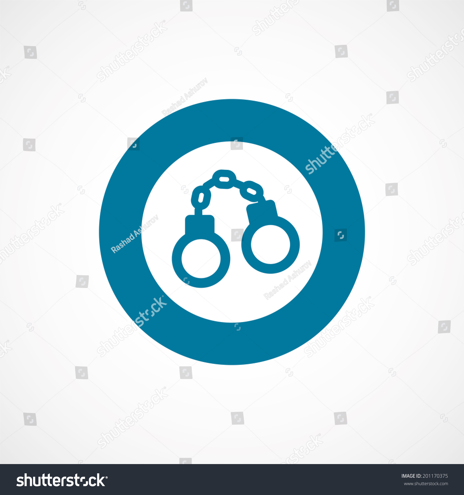 Bold Blue Border Circle Handcuffs Icon Stock Vector (Royalty Free ...