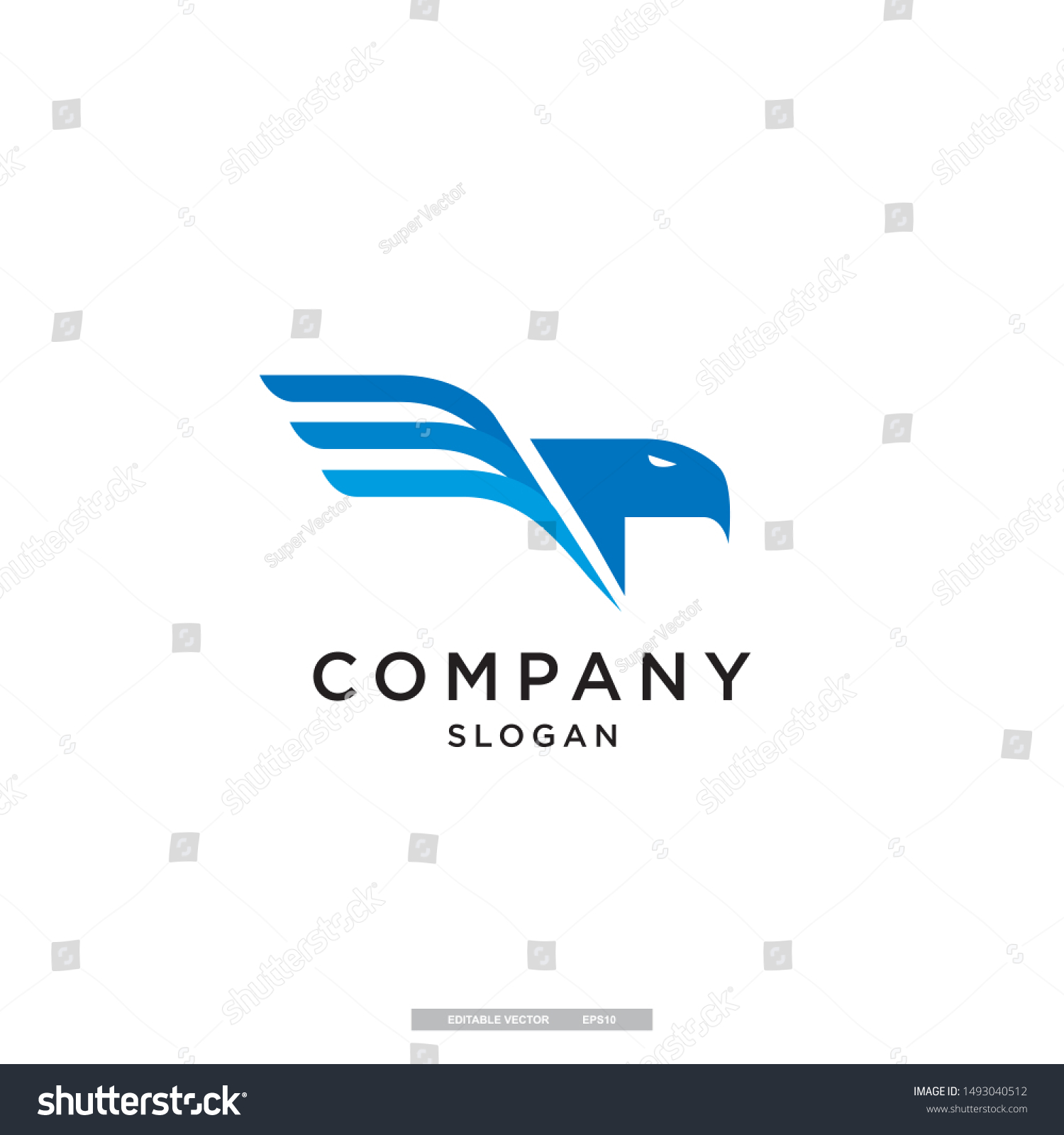 Bold Eagle Speed Line Vector Logo Stock Vector (Royalty Free) 1493040512