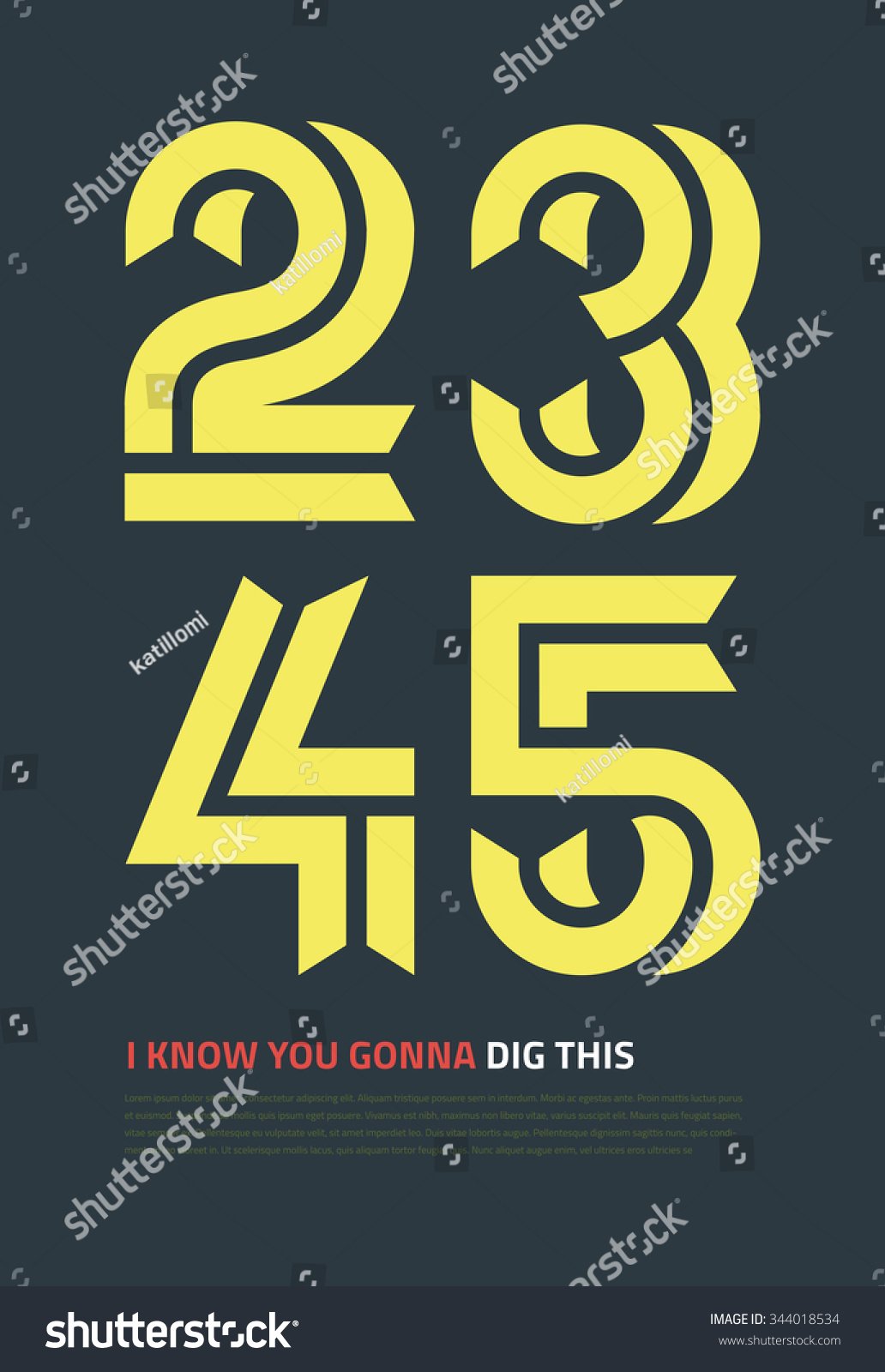 Bold Vector Graphic Design Numbers Stock Vector (Royalty Free) 344018534