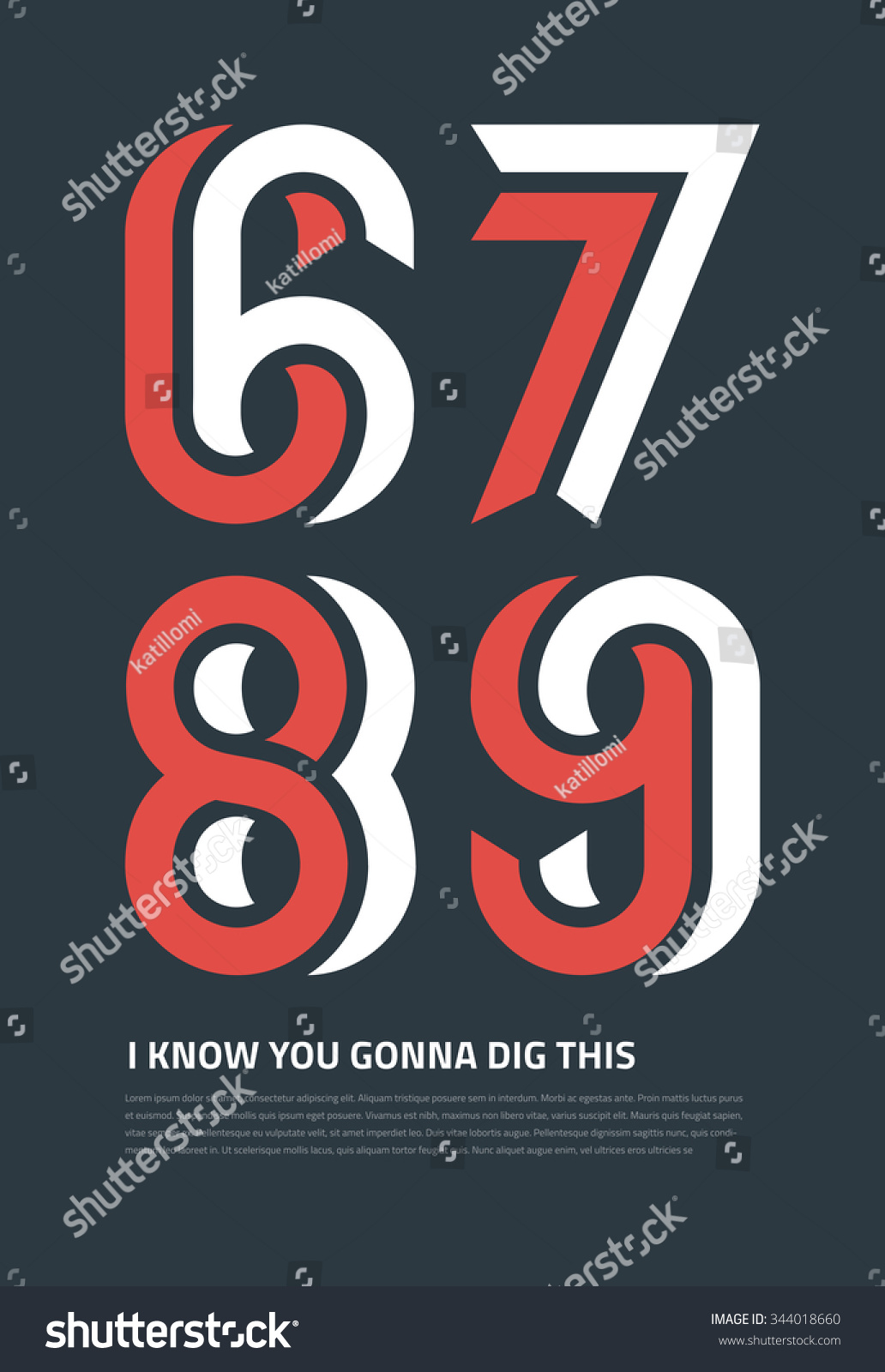 Vektor Stok Bold Vector Graphic Design Numbers (Tanpa Royalti ...