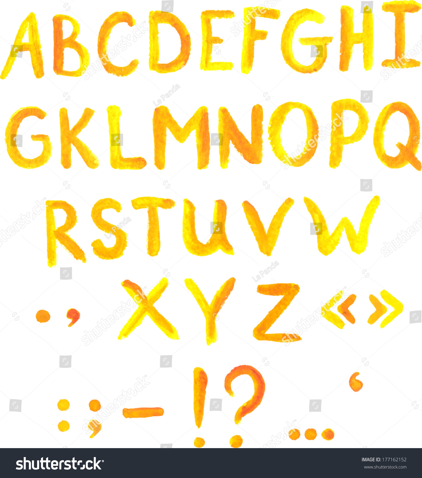 Bold Yellow Abc Font Punctuation Marks Stock Vector (Royalty Free ...