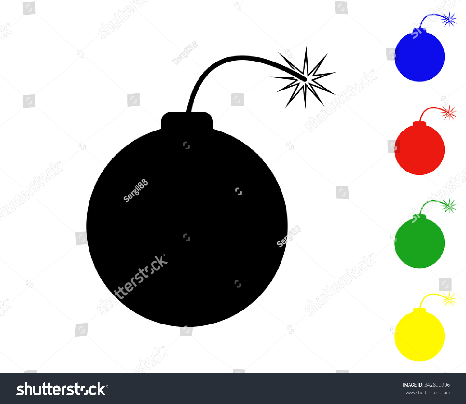 Bomb Icon Colored Vector Set Stock Vector (Royalty Free) 342899906 ...