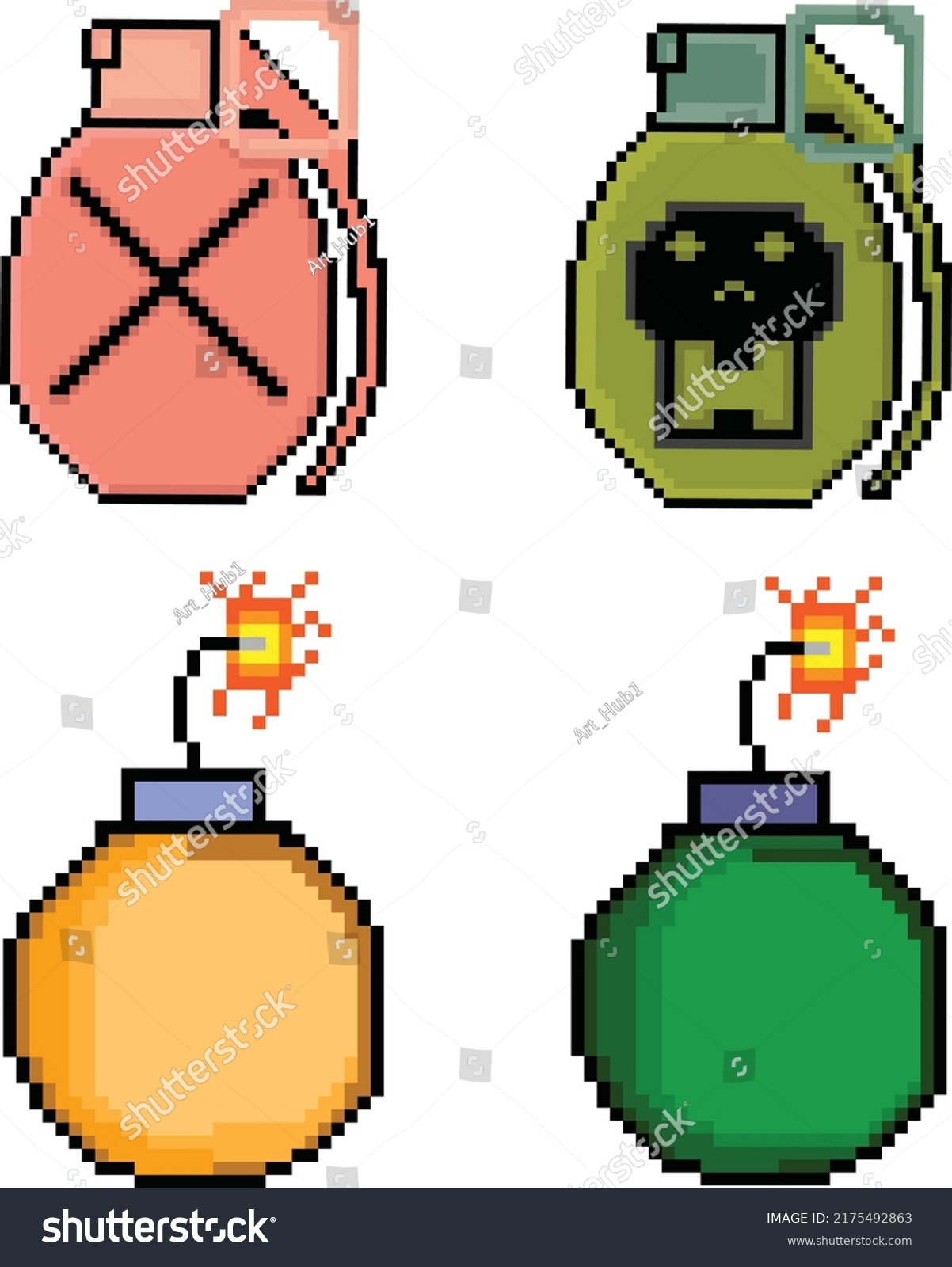 Bomb Pixel Art Set Explosion Pixel Stock Vector (Royalty Free ...