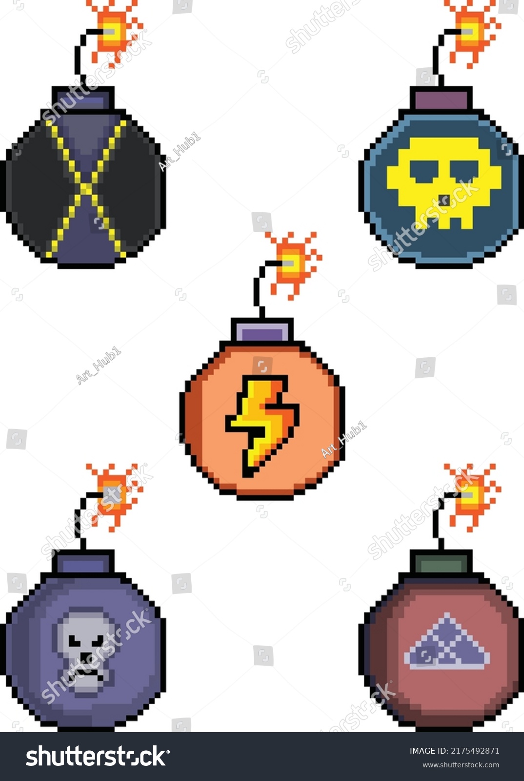 Bomb Pixel Art Set Explosion Pixel Stock Vector (Royalty Free ...
