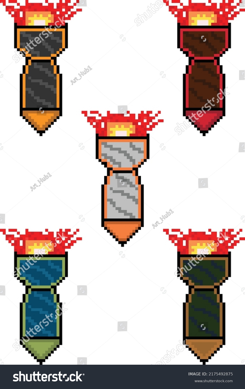 Bomb Pixel Art Set Explosion Pixel Stock Vector (Royalty Free ...